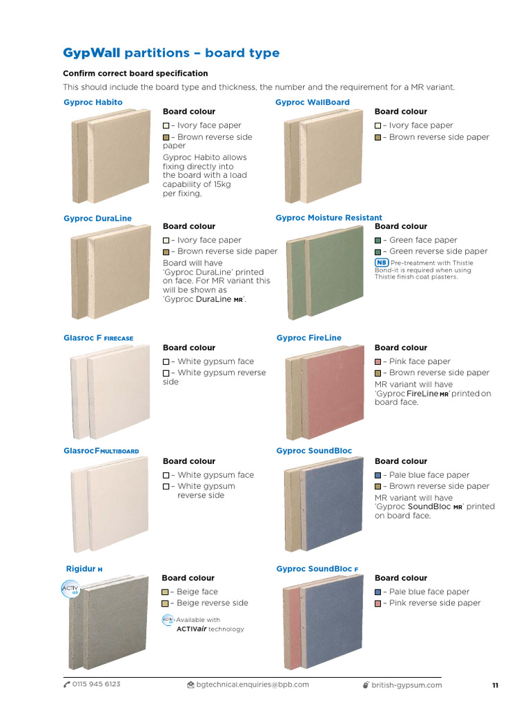 British Gypsum Plasterboard Type | PDF | Drywall | Fire Protection