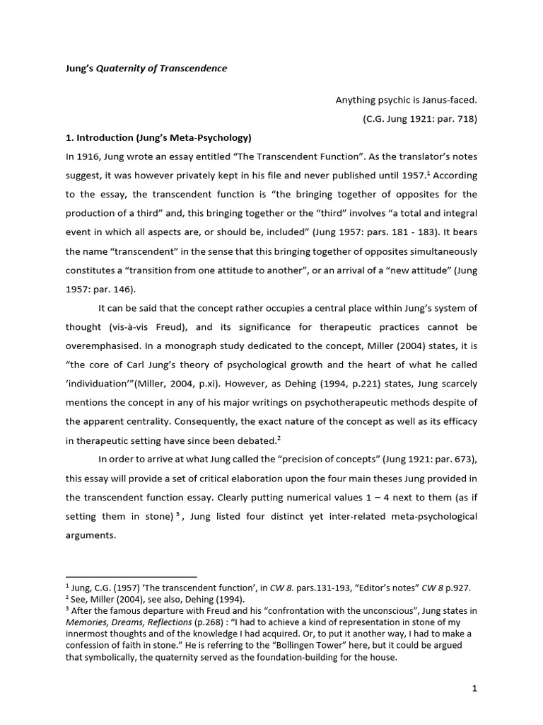 Jungs Quaternity of Transcendence | PDF | Unconscious Mind | Immanuel Kant