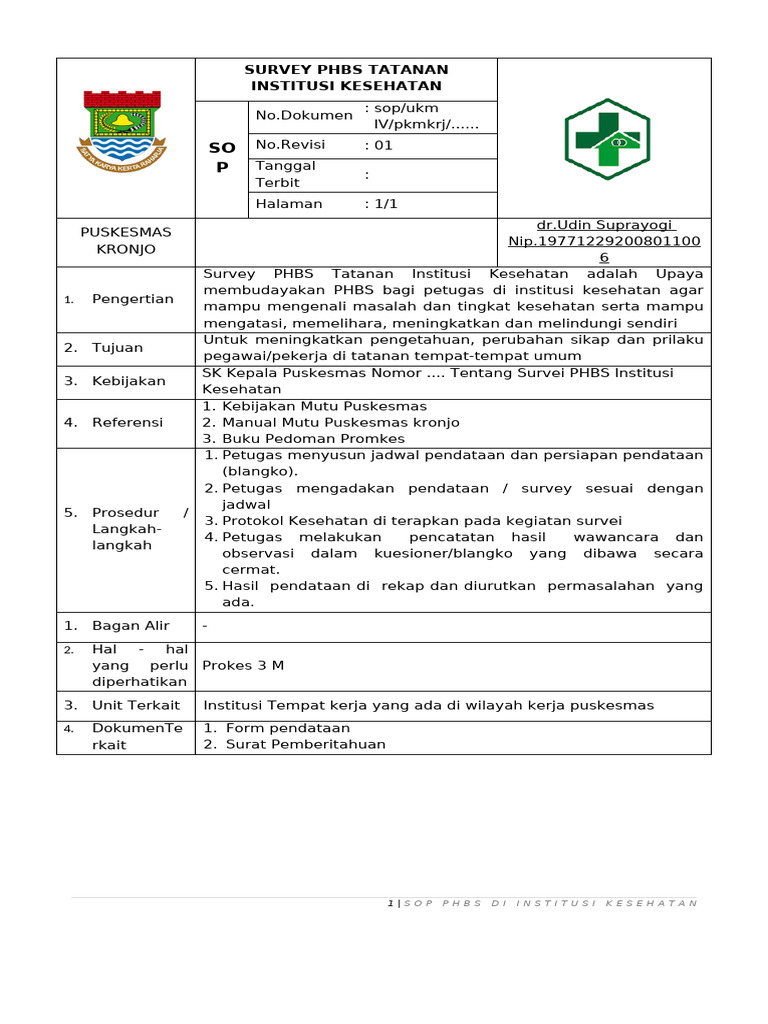 Survey PHBS di Institusi Kesehatan | PDF