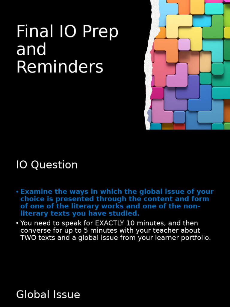 Final IO Prep Guide and Reminders | PDF