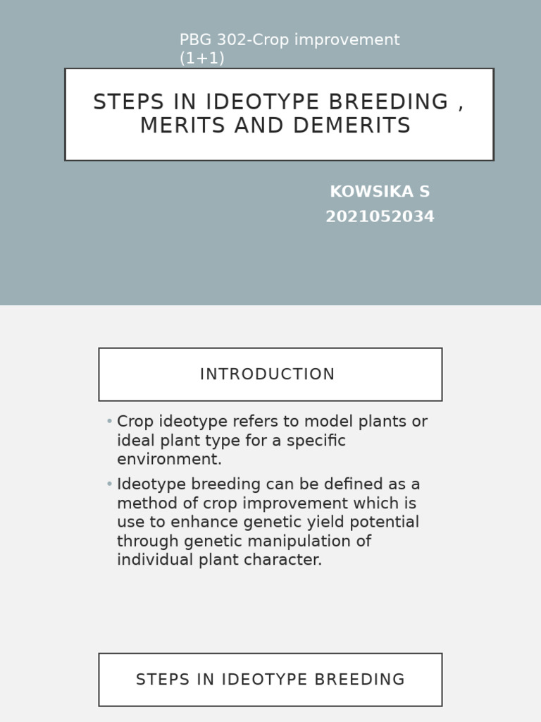 Steps and Impacts of Ideotype Breeding | PDF | Plant Breeding | Genetics