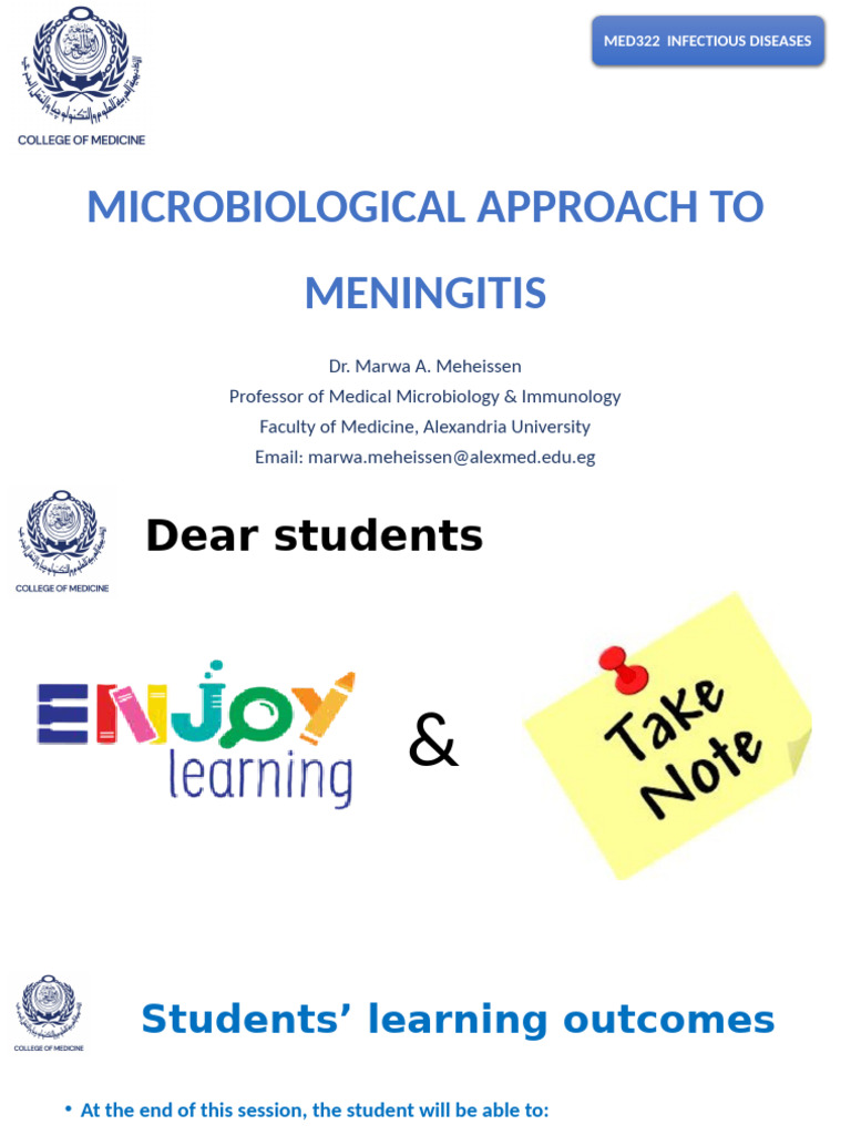 Microb Approach To Meningitis (ID Block 2023-2024) | PDF | Meningitis | Infection