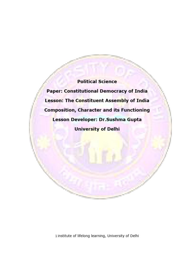 Composition of India's Constituent Assembly | PDF | Partition Of India ...