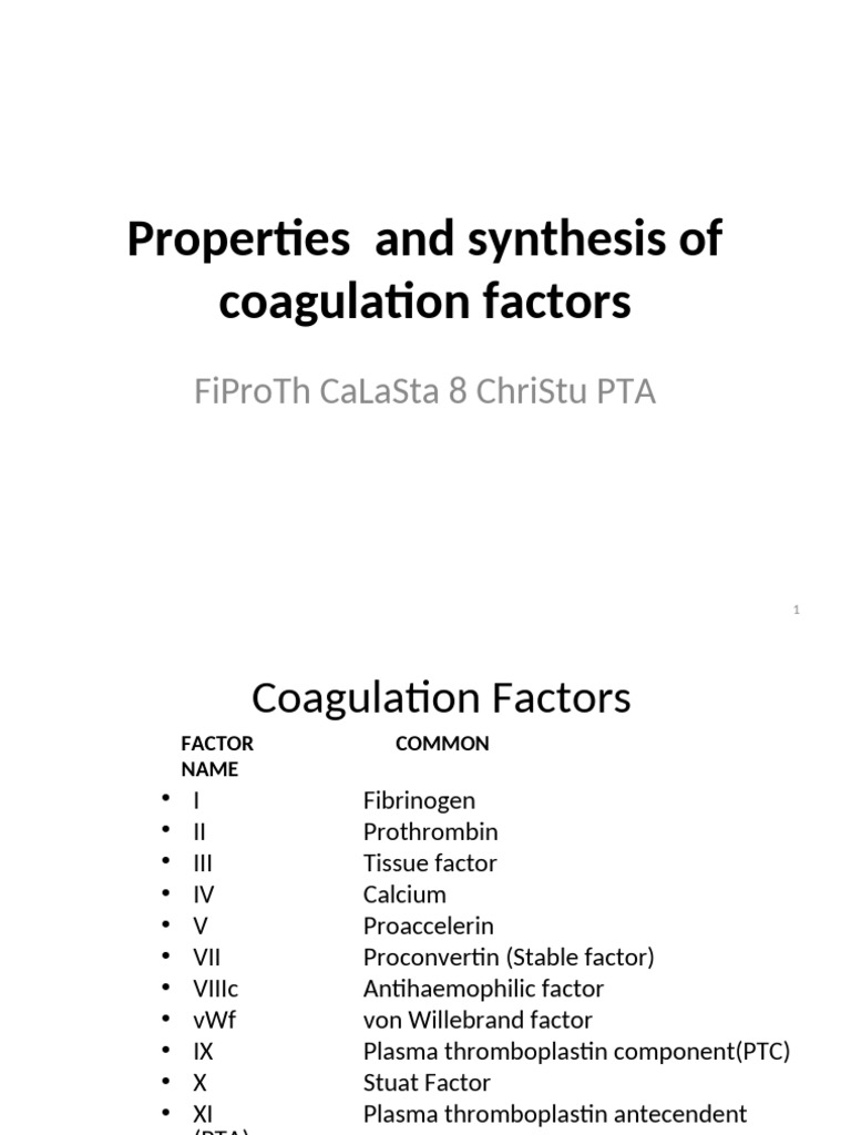 Coagulation Factors | PDF | Coagulation | Enzyme