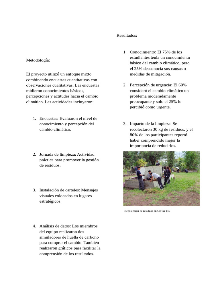 Educación Ambiental en CBTis 145 | PDF | Cognición