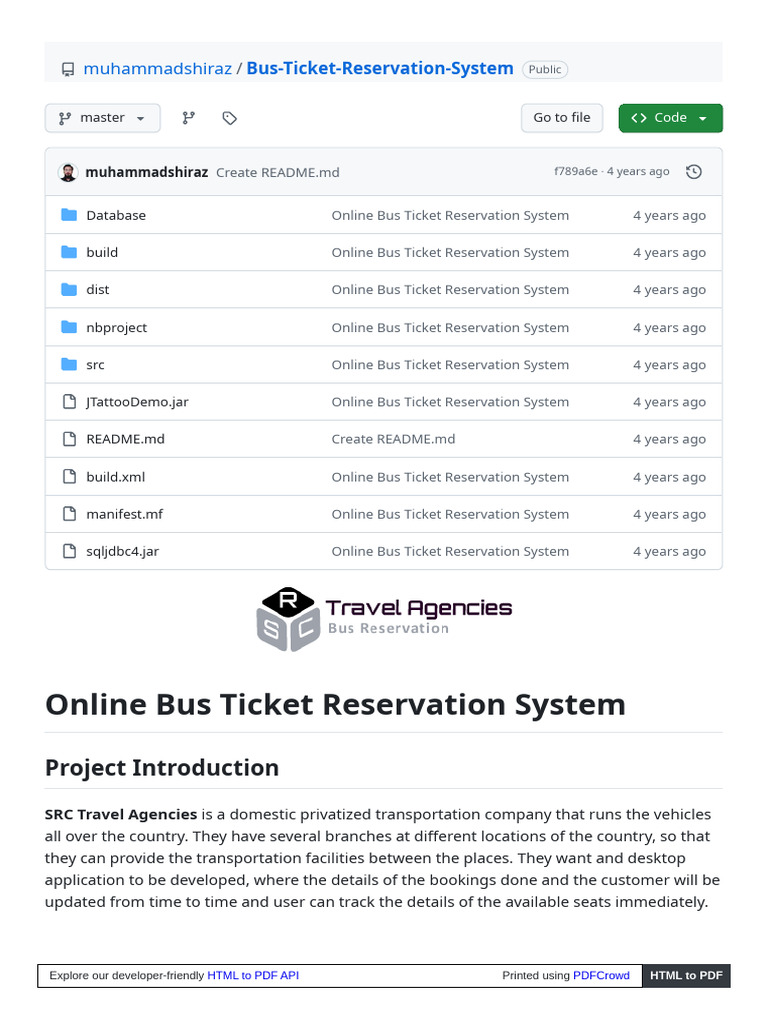 Github Com Muhammadshiraz Bus Ticket Reservation System Tab | PDF | Bus | Databases