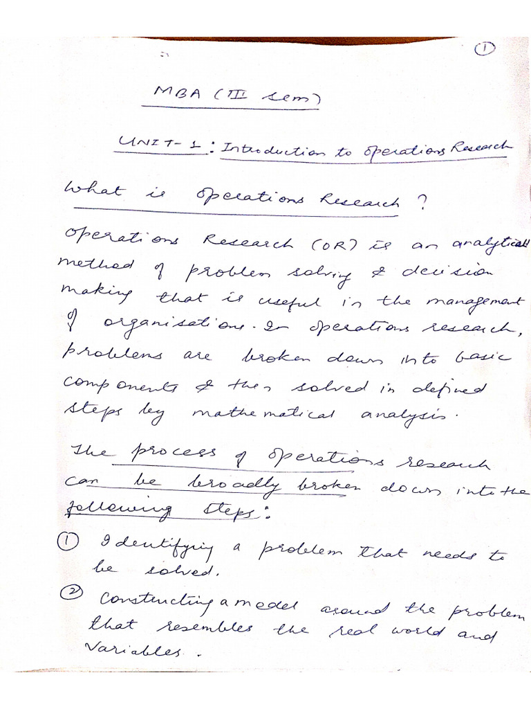 Mba U-1 Notes (Iii Sem) | PDF