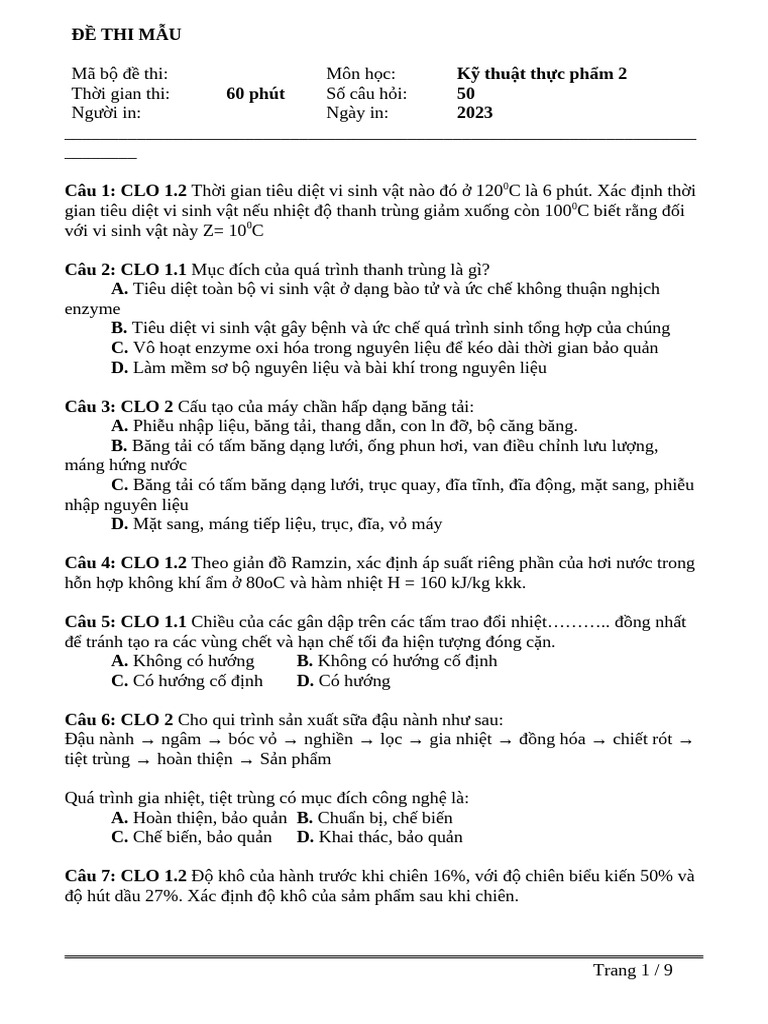 ĐỀ THI MẪU KTTP | PDF