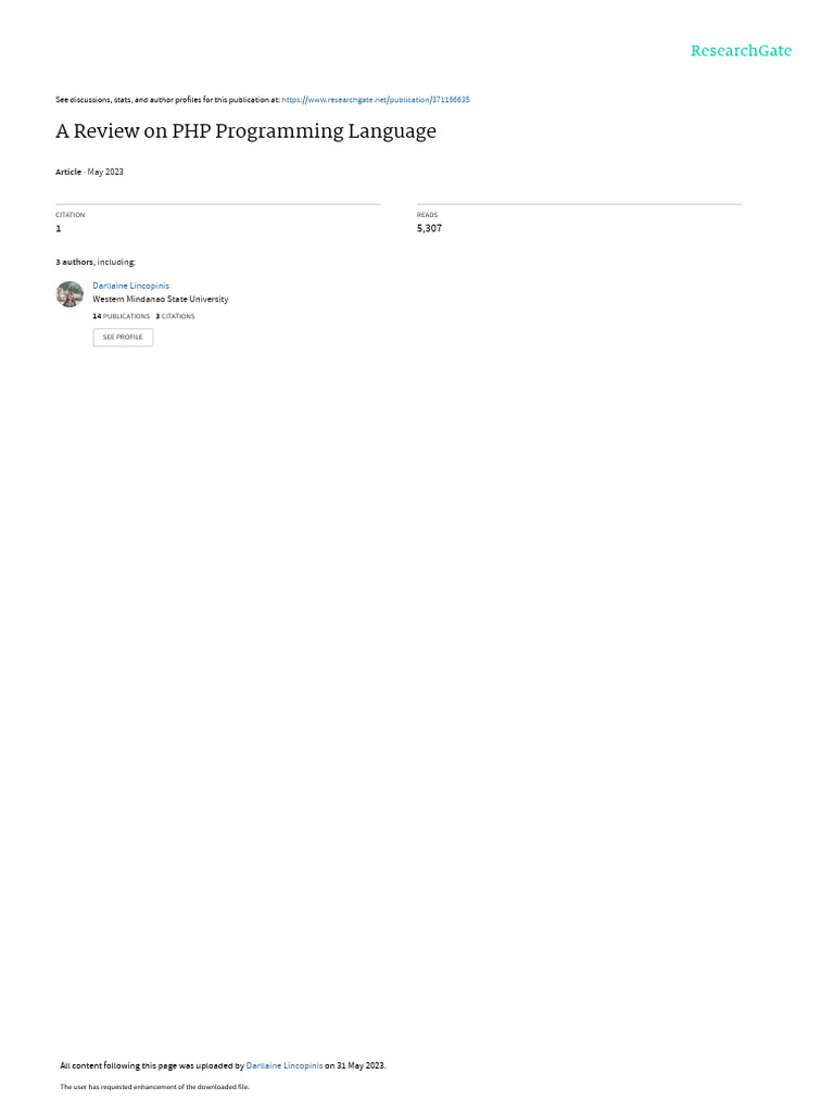 A Review On Php Programming Language Pdf Php World Wide Web