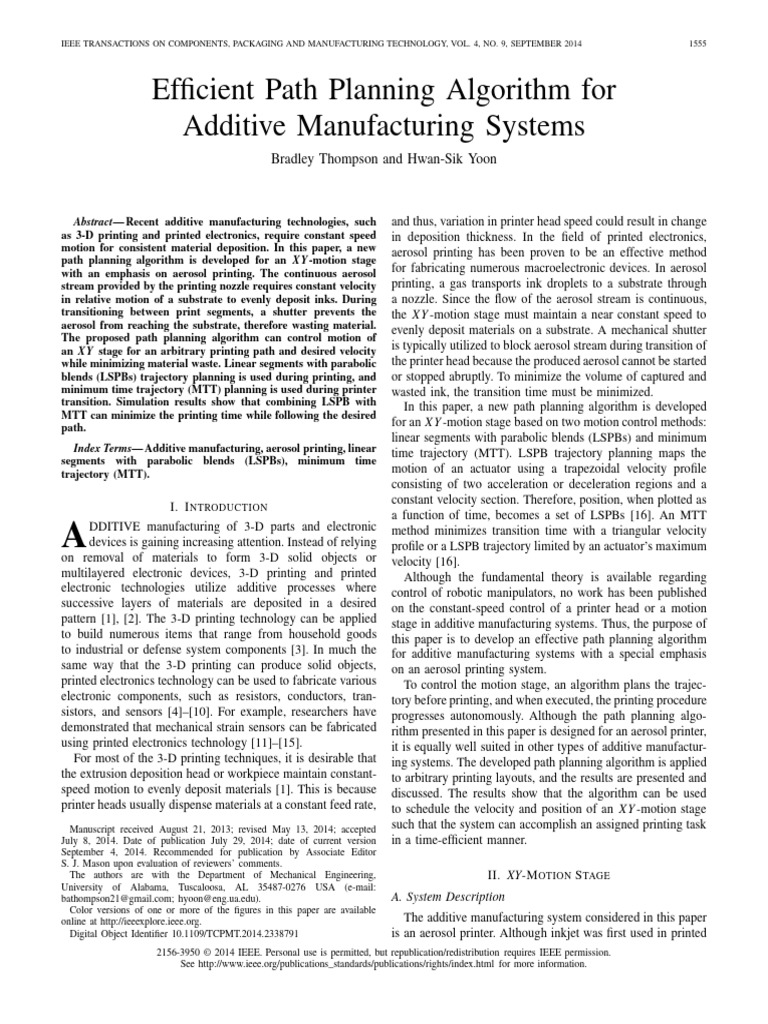 Efficient Path Planning Algorithmfor Additive Manufacturing Systems | PDF | 3 D Printing ...