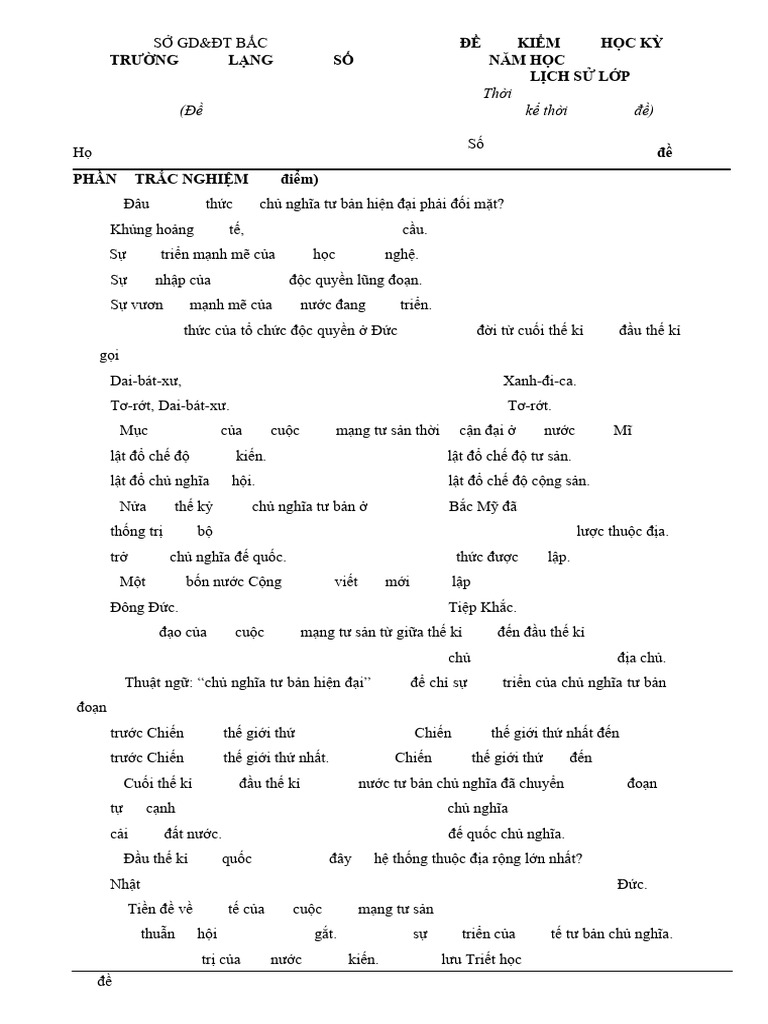 Đề Thi Giữa Kì I- Lịch Sử 11-Ma - de - 618 | PDF