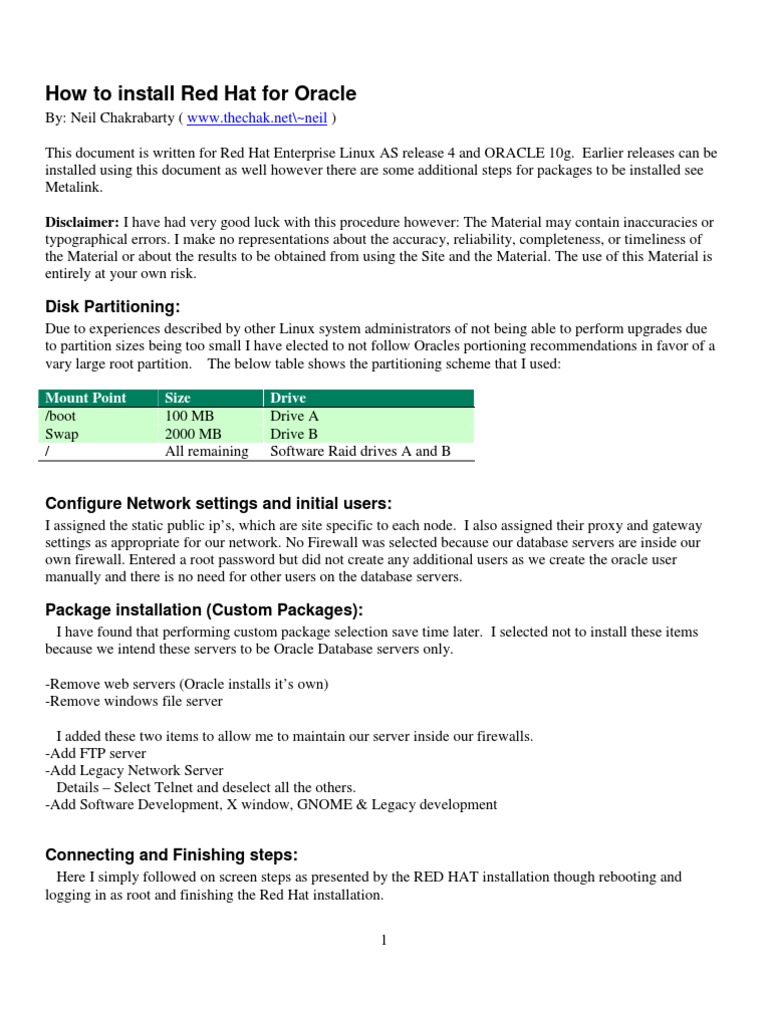 Install Red Hat For Oracle | PDF | Oracle Database | File Transfer Protocol