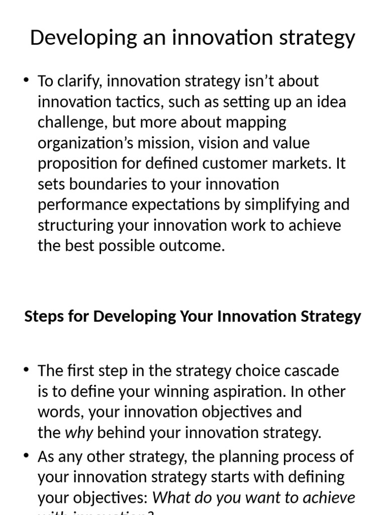 Developing an innovation strategy | PDF | Innovation | Competitive ...