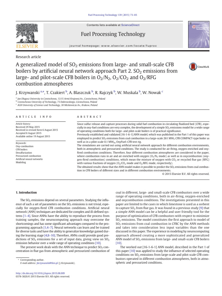 A generalized model of SO2 emissions from large and small-scale CFB ...