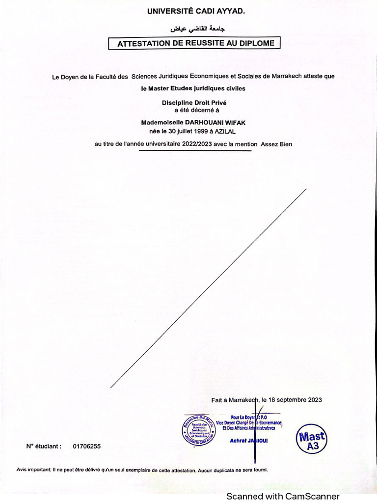 Attestation de Master | PDF