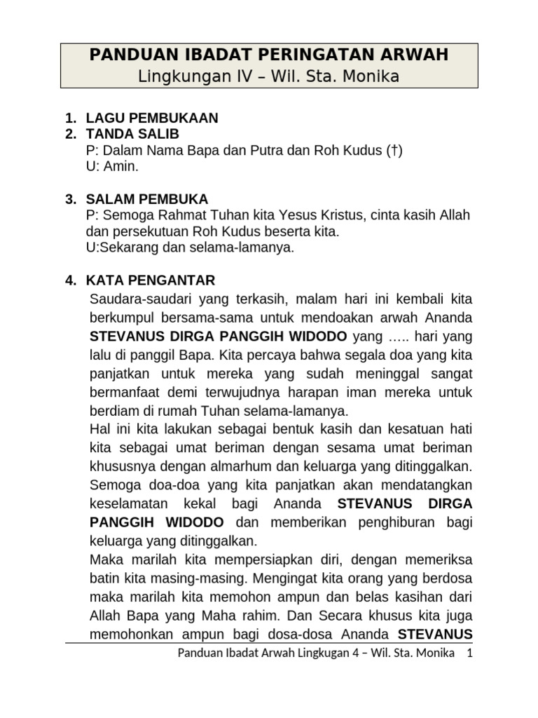 Panduan Doa Misa Arwah Katolik | PDF