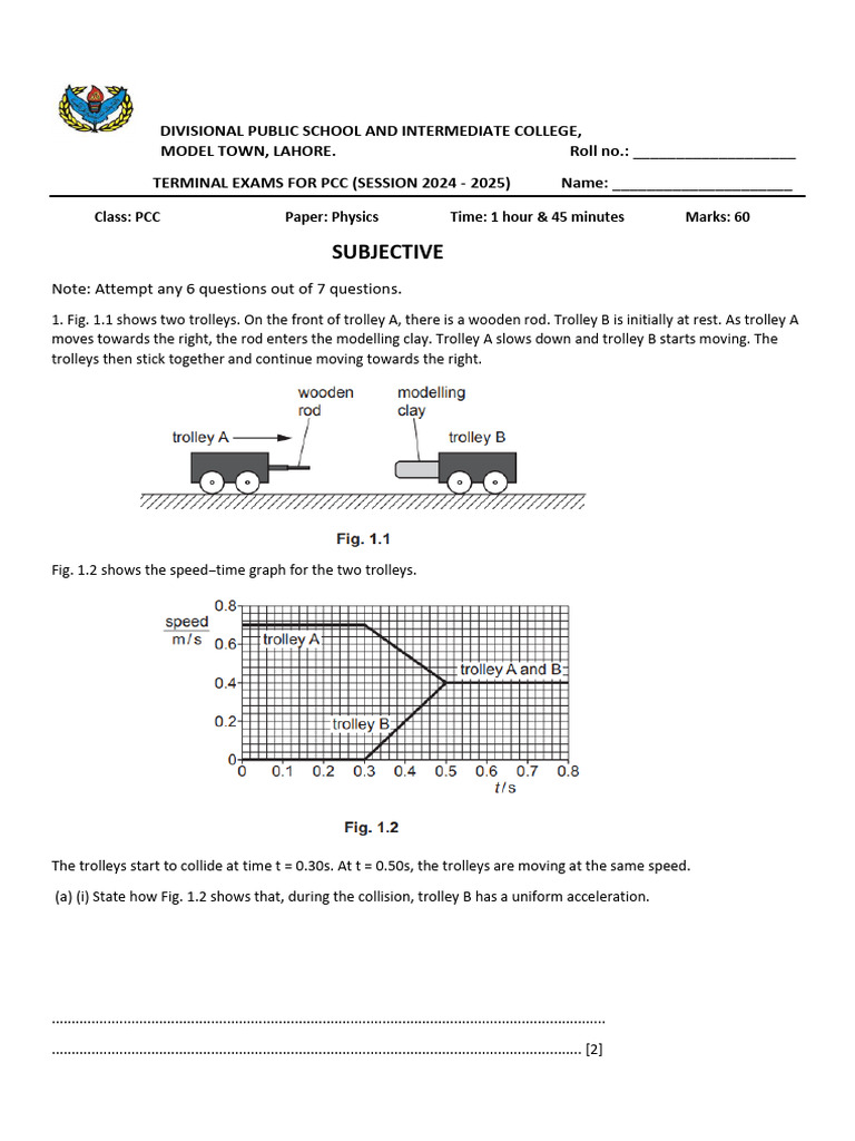 Dterminal Paper 2024 2025 PCC | PDF | Force | Weight