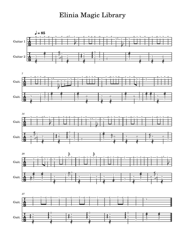 MagicLibrary in Elinia Only Tab Score | PDF