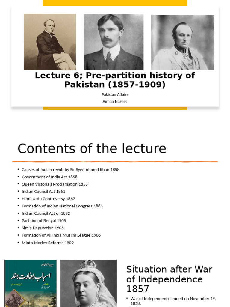 Pre-Partition History of Pakistan (1857-1909) | PDF | All India Muslim ...