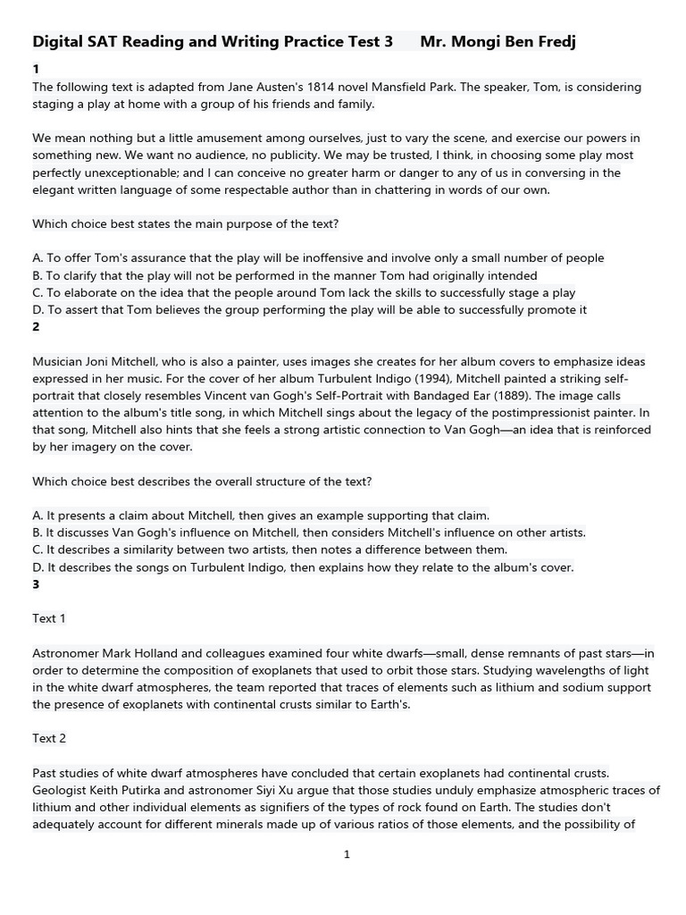 Digital SAT Reading and Writing Pretest Practice3 | PDF | Exoplanet