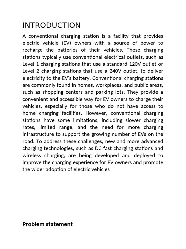 INTRODUCTION[1] | PDF | Electric Vehicle | Battery Charger