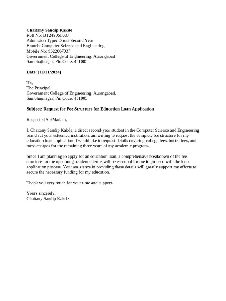 Chaitany Sandip Kakde-LOAN APPLICATION | PDF