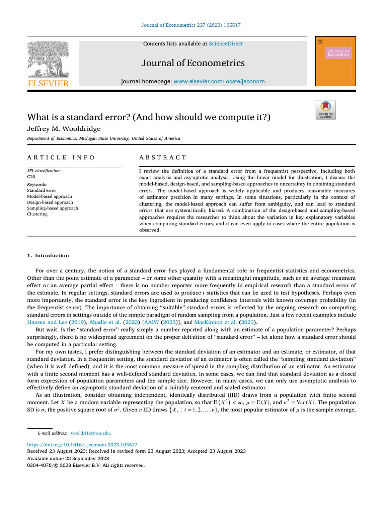 Understanding Standard Errors in Econometrics | PDF | Estimator ...