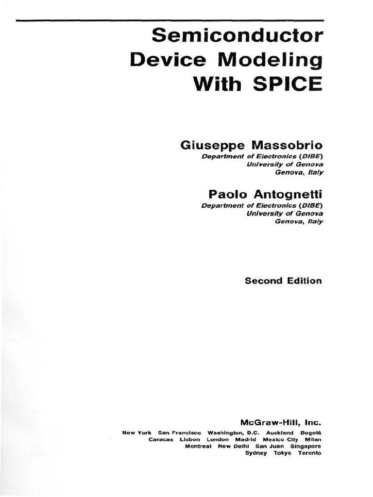 Semiconductor Device Modeling With Spice 2dwm076llh | PDF | Bipolar Junction Transistor | Spice