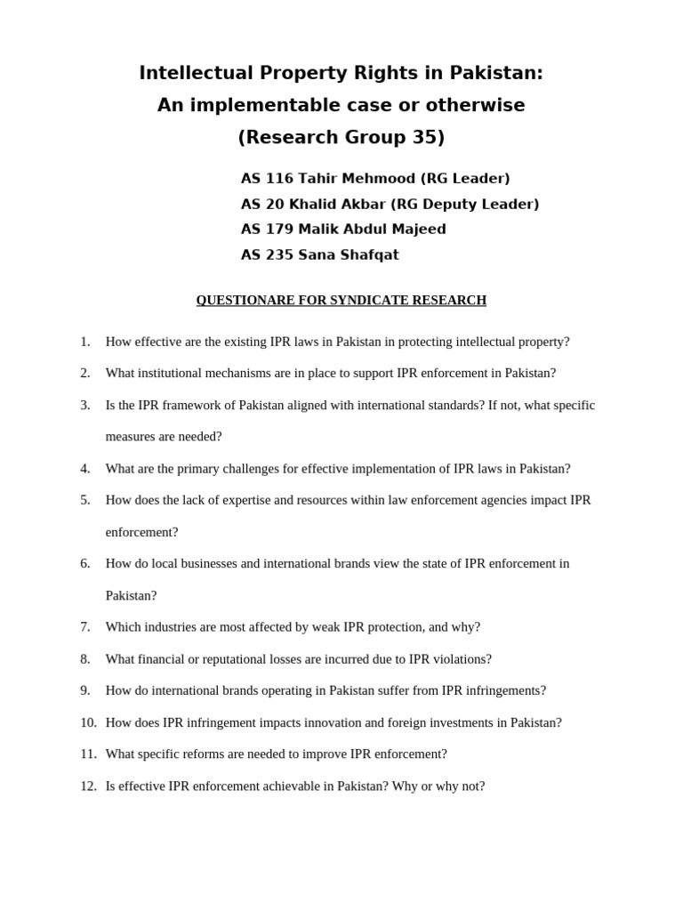 Research Questionare | PDF