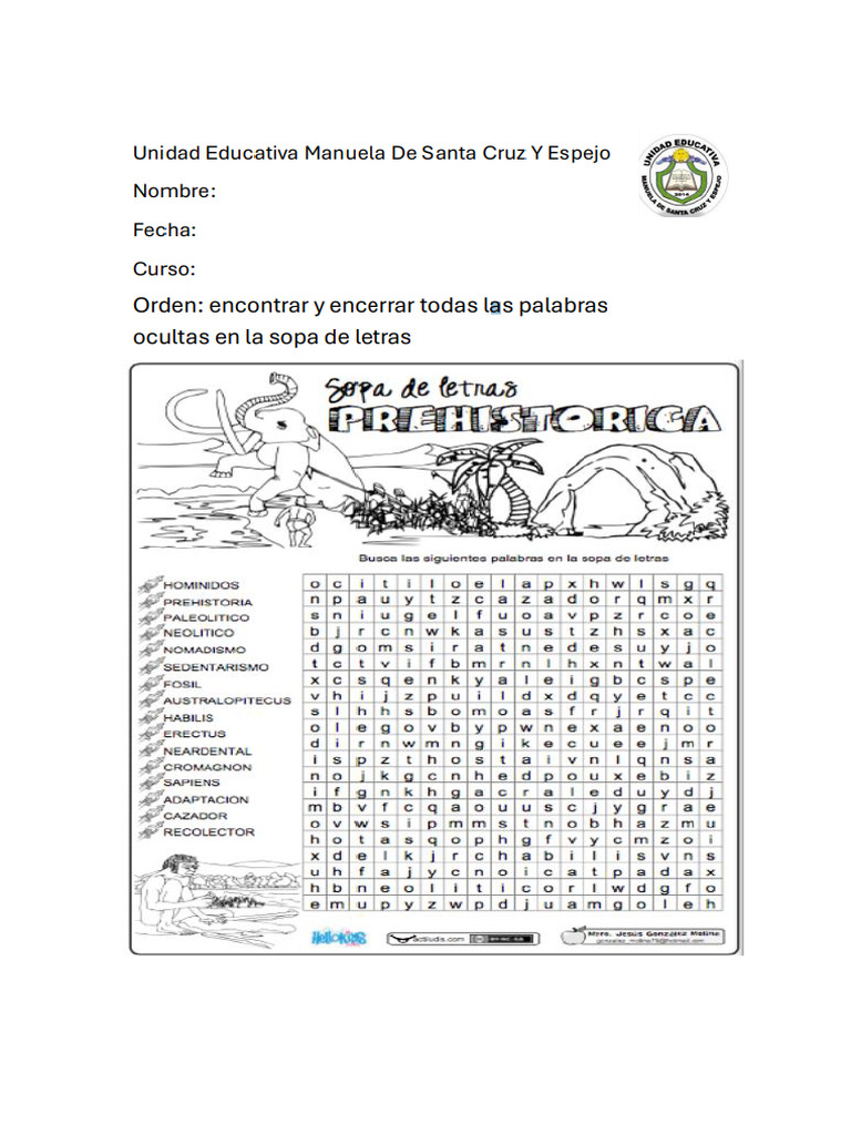 Historia Act Sopa de Letras | PDF