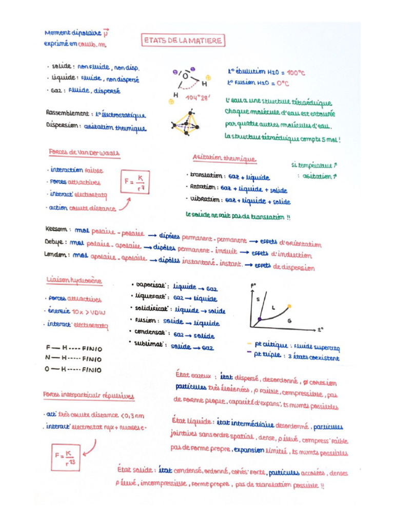 L S1 - Fiche - PASS - Physique (Etats de la matière) | PDF