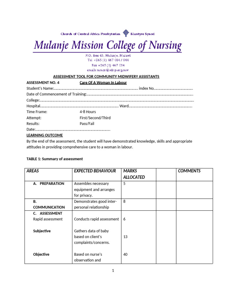 Labour Ward Assessment Tool | PDF | Childbirth | Pelvis