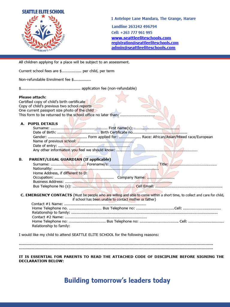 SEATTLE ELITE Enrollment Form | PDF | Justice | Crime & Violence