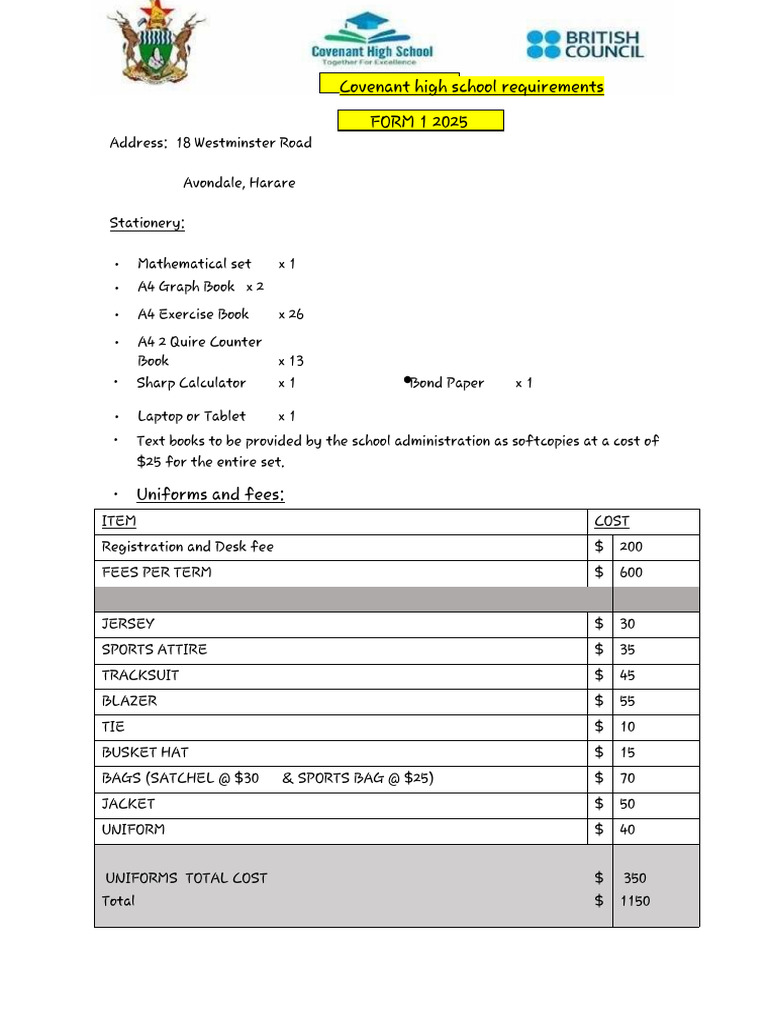 2025 Day School Fees structure | PDF
