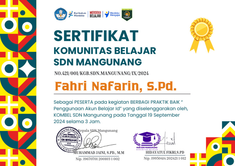 Sertifikat Kombel Fahri Nafarin, S.PD 2024 | PDF