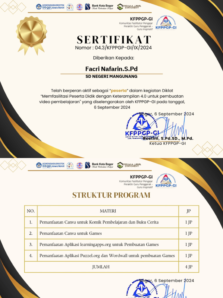 Sertifikat Facri Nafarin.S.pd | PDF