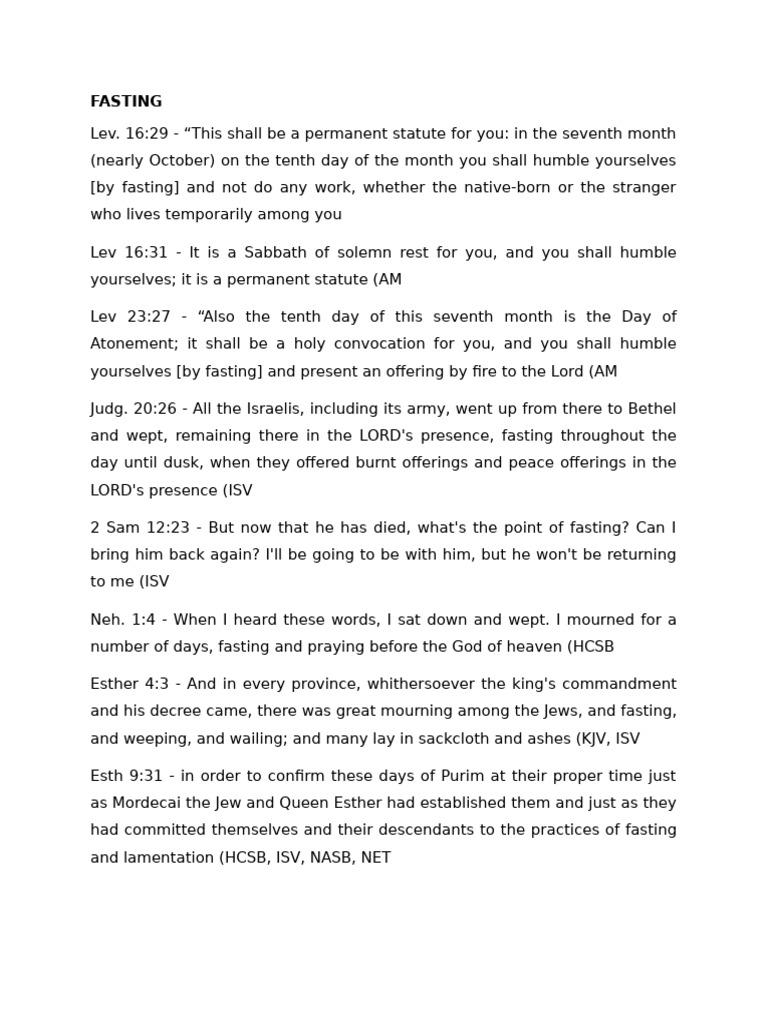 Fasting Scriptures | PDF