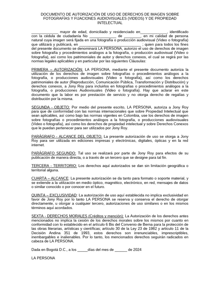 Autorización de Imagen - Jony Roy | PDF | Justicia | Crimen y violencia