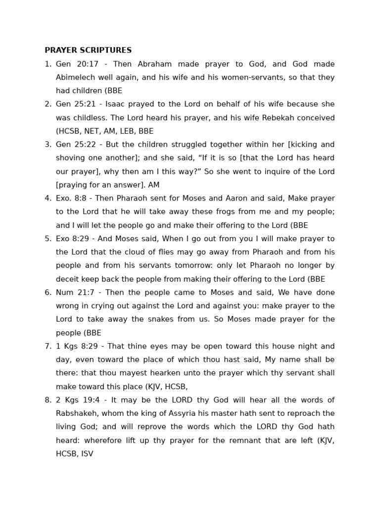 Powerful Prayer Scriptures List | PDF