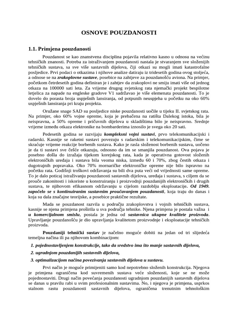 1 - Osnove Teorije Pouzdanosti | PDF