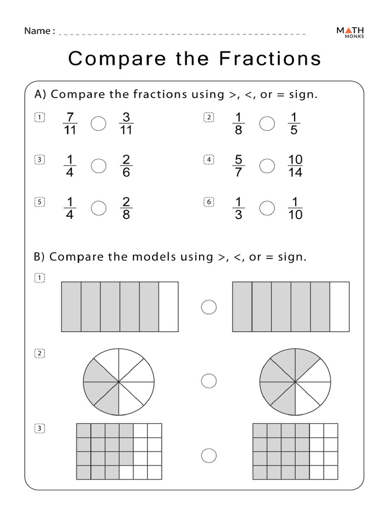 Printable 4th Grade Fraction Worksheets | PDF