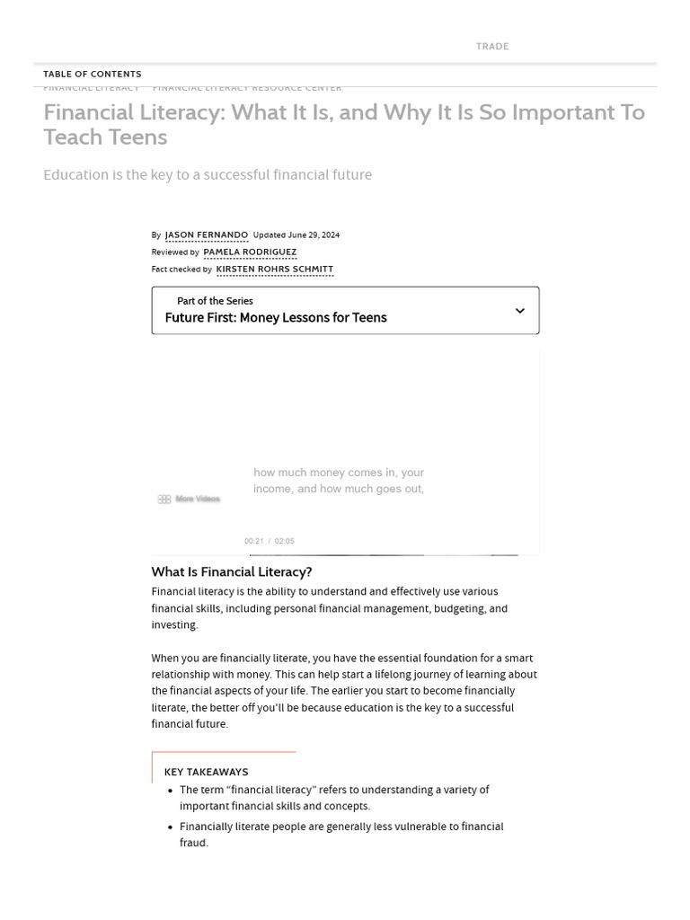 Financial Literacy for Teens | PDF | Financial Literacy | Debt