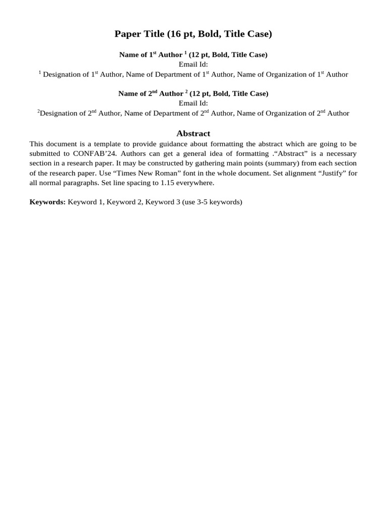 Abstract Formatting Guidelines for CONFAB’24 | PDF