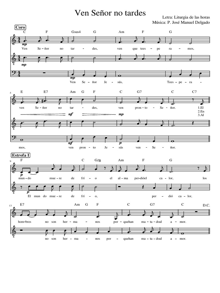 Ven Señor no tardes - Delgado 3 voces | PDF