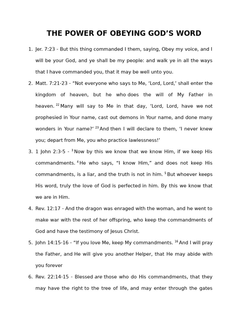 The Power of Obeying God's Word | PDF