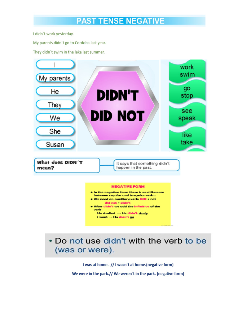 Negative Form Past Simple | PDF