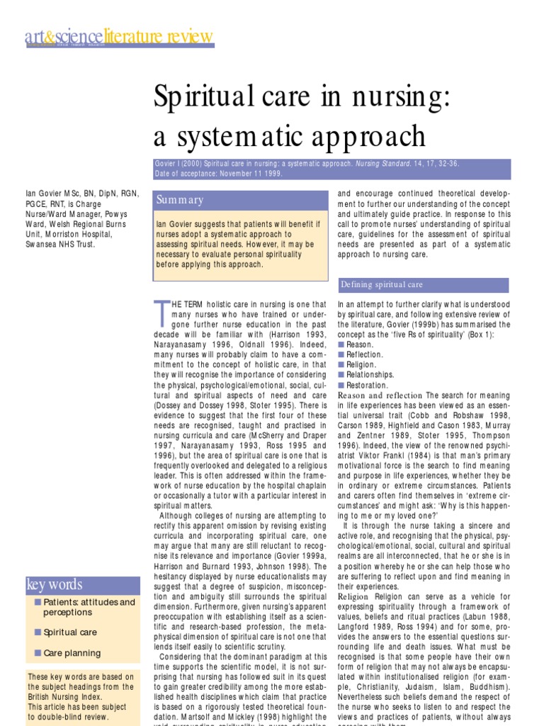 Spiritual Care in Nursing | PDF | Spirituality | Nursing