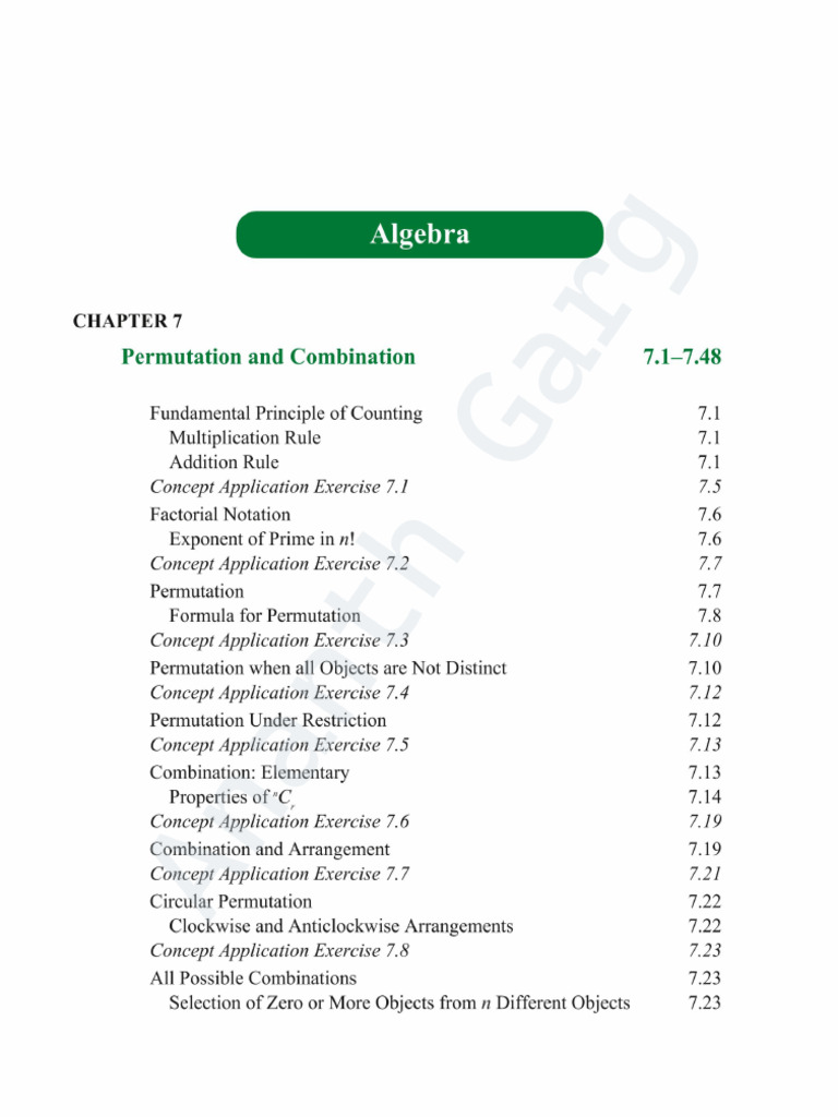 7. Permutation and Combination Chapter | PDF