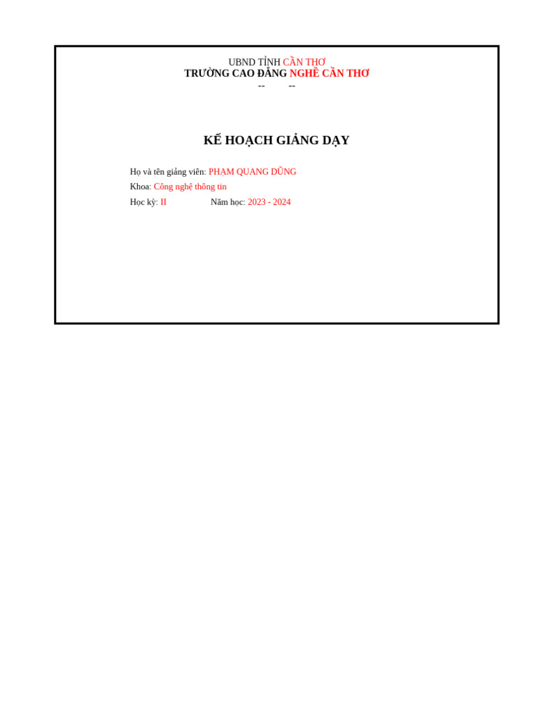 Mau - Ke Hoach Giang Day | PDF