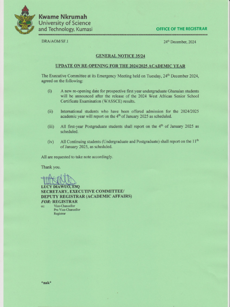 Update On Reopening For The 2024 2025 Academic Year | PDF